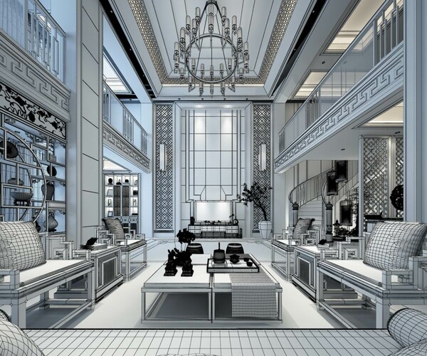 ArtStation - Fashionable avant-garde living room design 17 | Resources