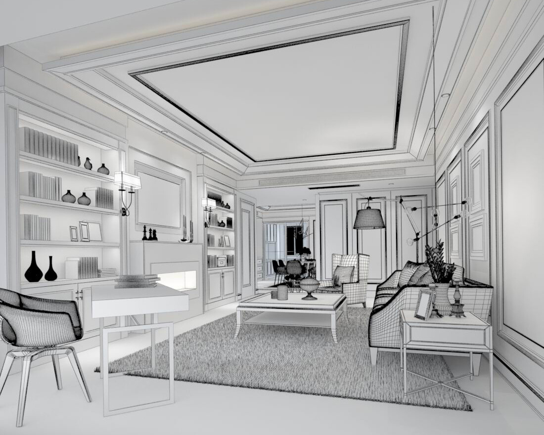 ArtStation - Fashionable avant-garde living room design 19 | Resources