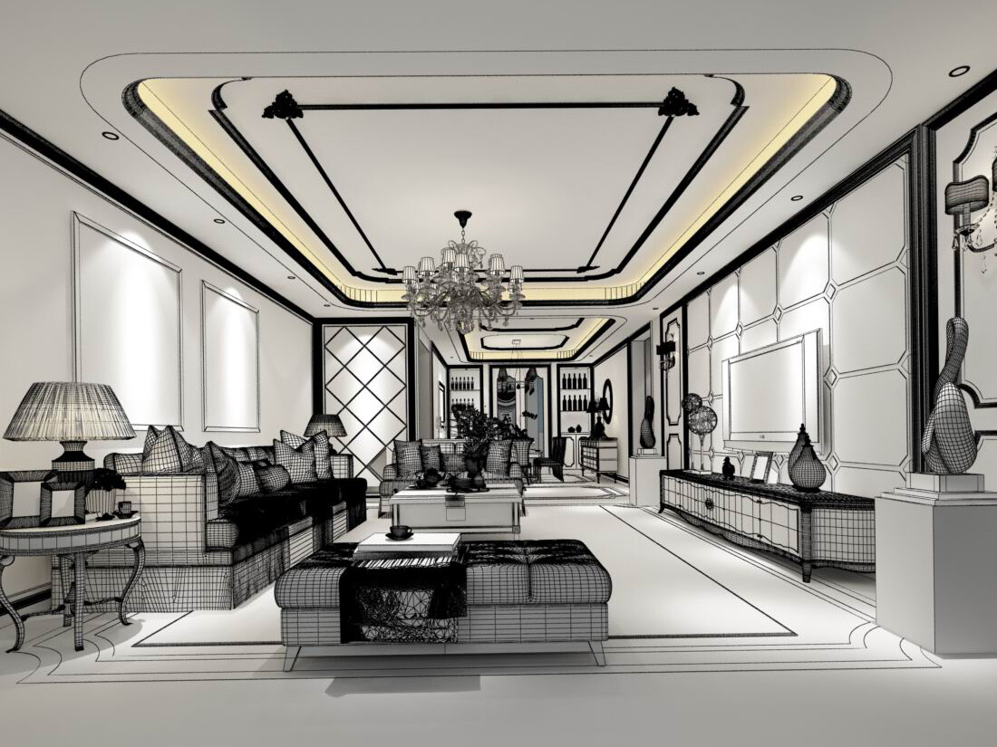 ArtStation - Fashionable avant-garde living room design 21 | Resources
