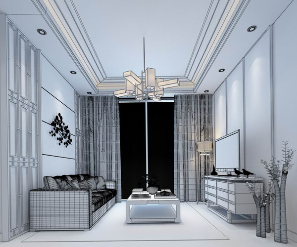 ArtStation - Fashionable avant-garde living room design 42 | Resources