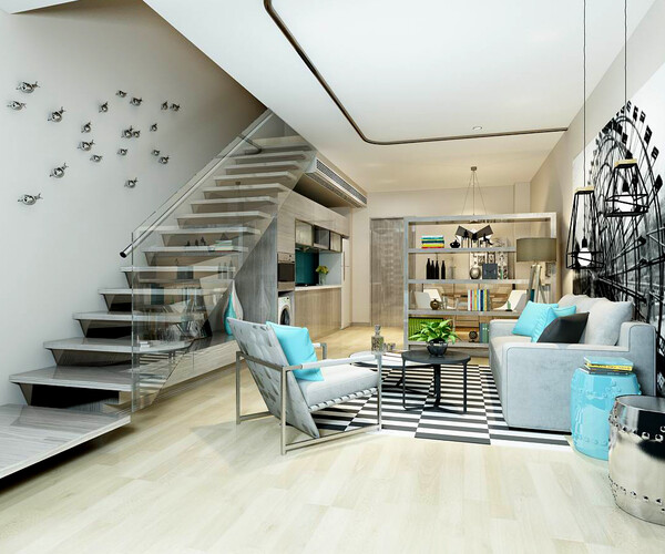 ArtStation - Fashionable avant-garde living room design 55 | Resources