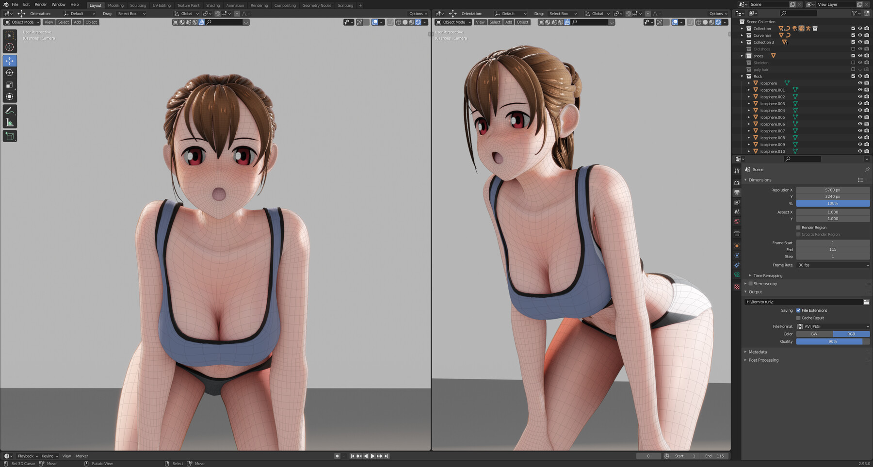 Artstation Anime Character Modeling And Animation Full Process Video Blender 293 Tutorials