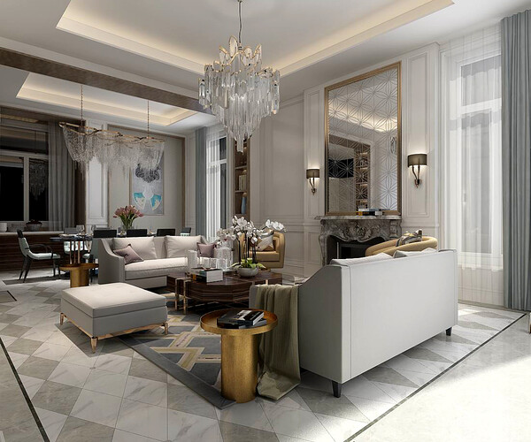 ArtStation - Post-modern style living room design 01 | Resources