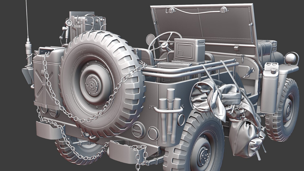 ArtStation - Jeep Willys MB 3D Model - High Poly | Game Assets