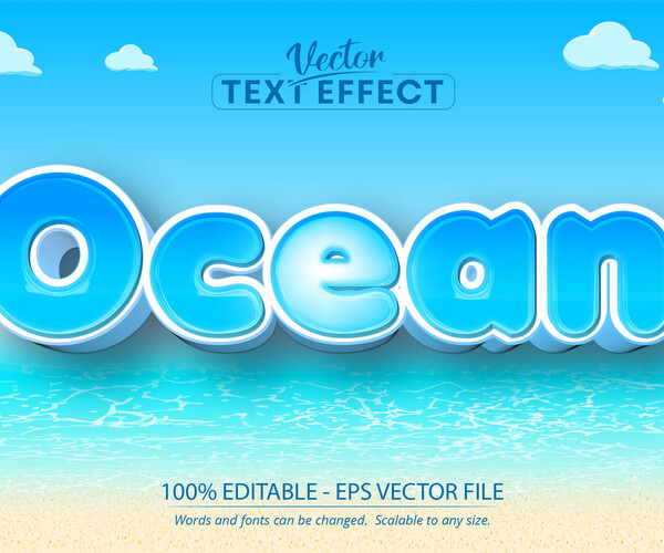 ArtStation - Ocean text, cartoon style editable text effect | Artworks