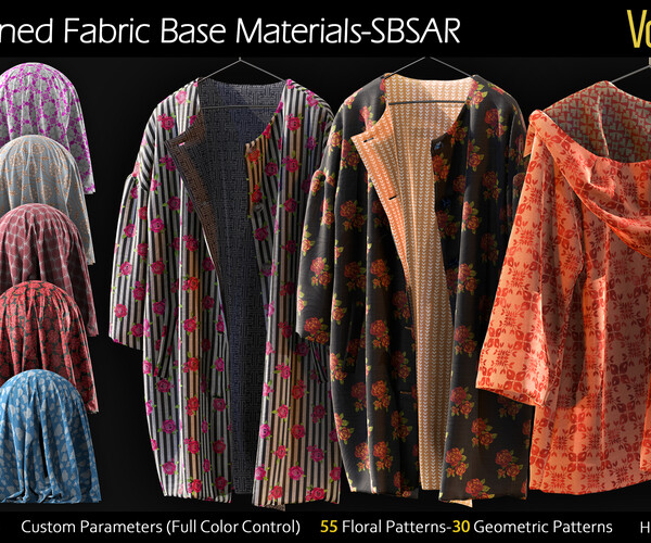 ArtStation - 85 Patterned Fabric Base Materials-SBSAR | Game Assets