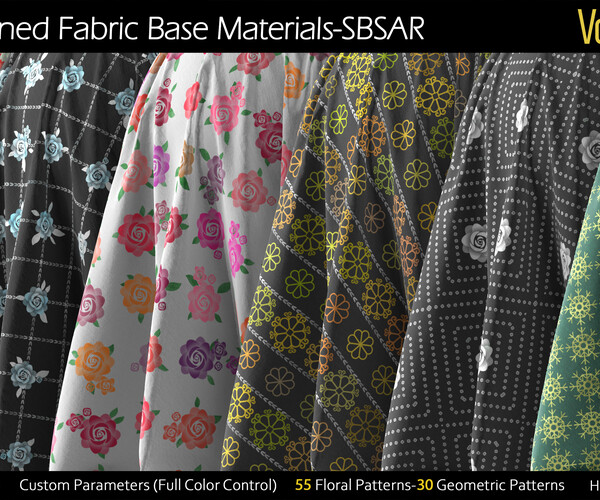 ArtStation - 85 Patterned Fabric Base Materials-SBSAR | Game Assets