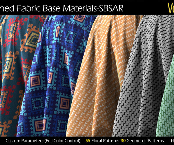 ArtStation - 85 Patterned Fabric Base Materials-SBSAR | Game Assets