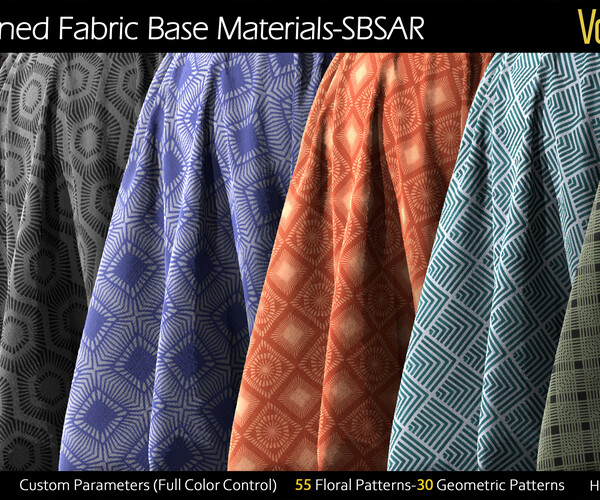 ArtStation - 85 Patterned Fabric Base Materials-SBSAR | Game Assets