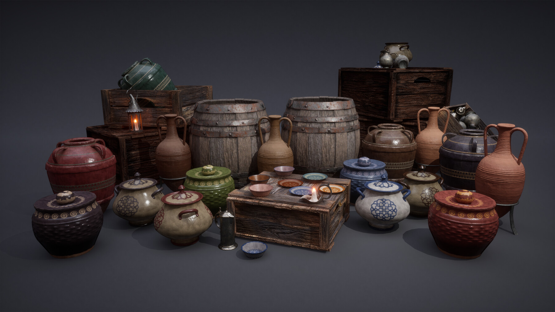 ArtStation - EXE Medieval Shop - Pottery Stands Pack | Game Assets