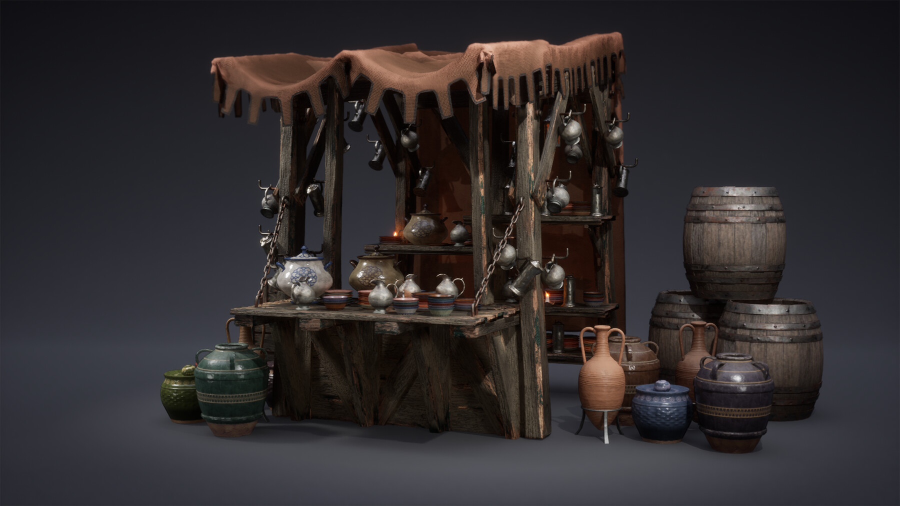 ArtStation - EXE Medieval Shop - Pottery Stands Pack | Game Assets