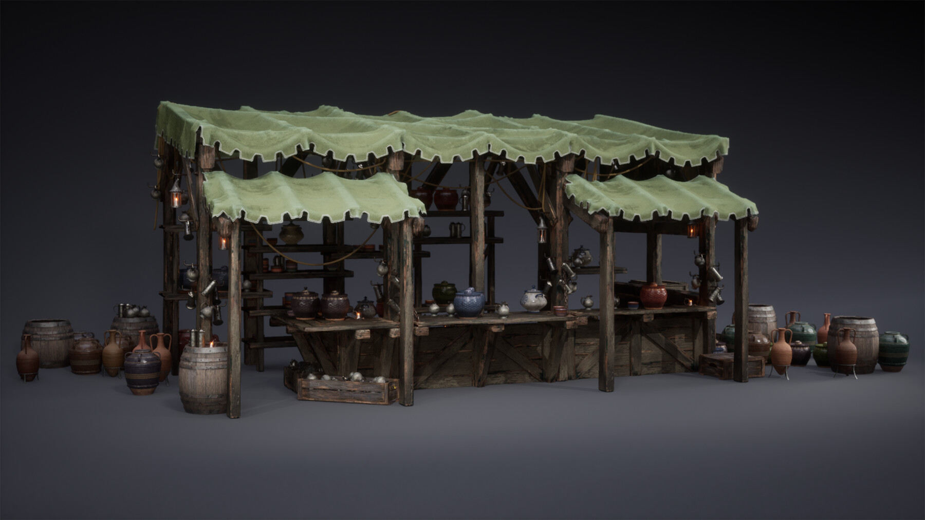 ArtStation - EXE Medieval Shop - Pottery Stands Pack | Game Assets