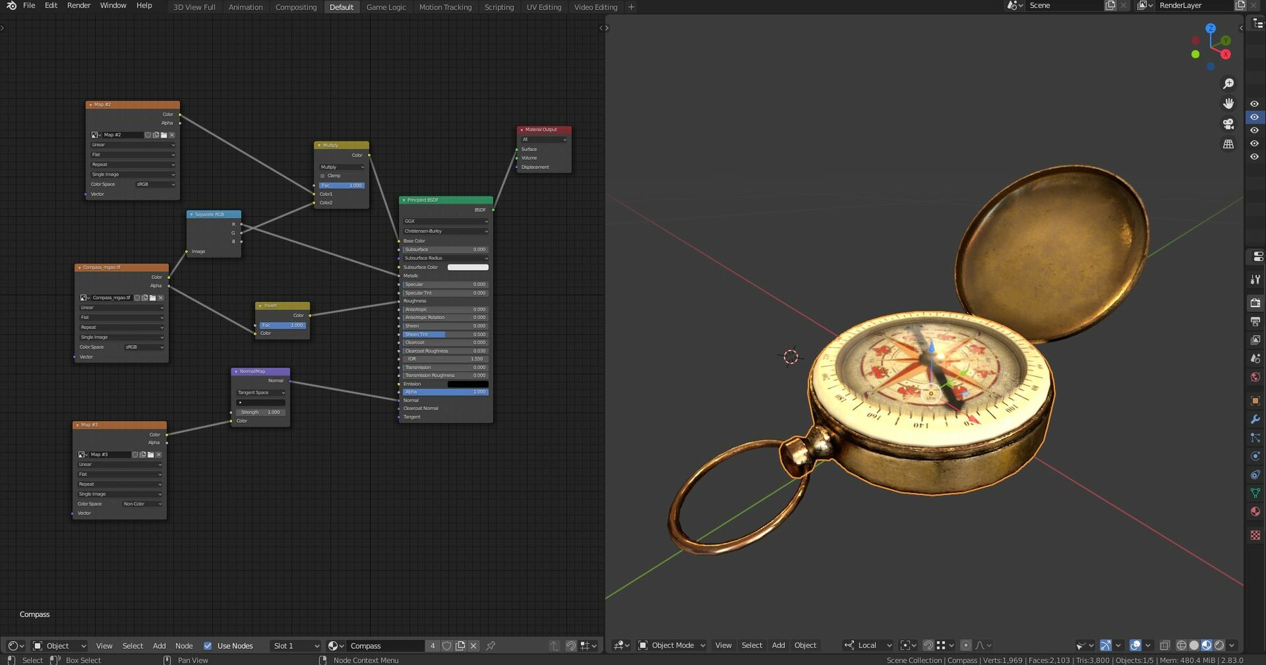 ArtStation - Vintage gold antique PBR compass | Game Assets
