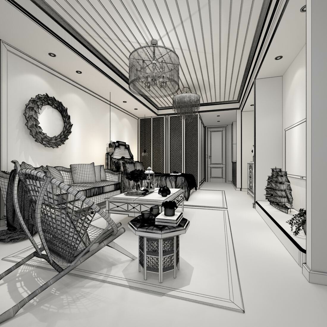 ArtStation - Stylish avant-garde living room design 41 | Resources