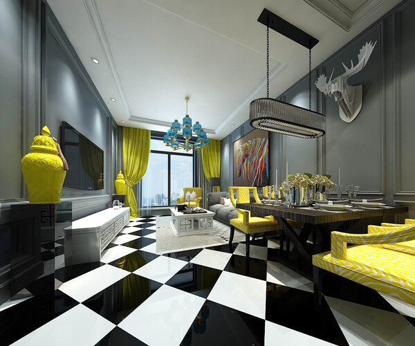 ArtStation - Stylish avant-garde living room design 45 | Resources