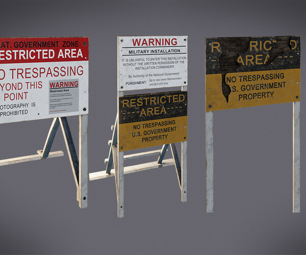 ArtStation - Top Secret Military Base / Research Facility Warning Signs ...