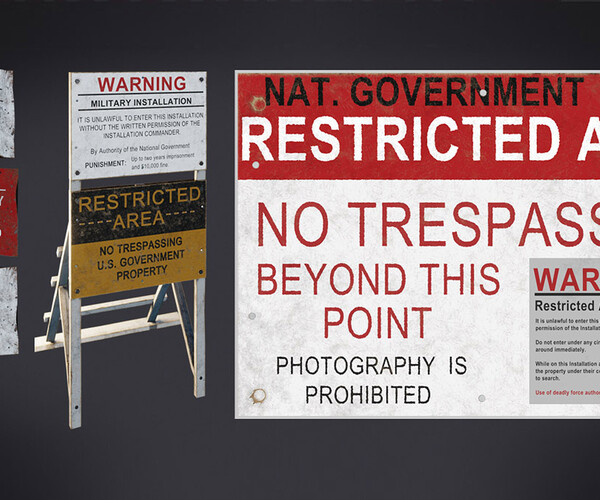ArtStation - Top Secret Military Base / Research Facility Warning Signs ...