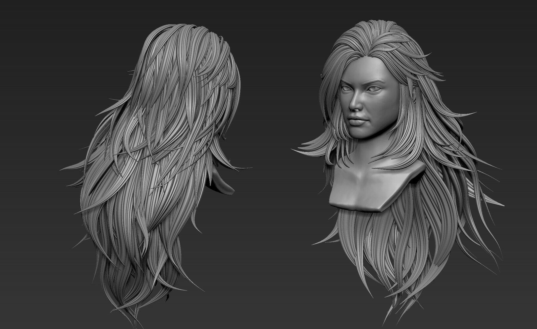 ArtStation - Female Bust with Hair 4 | Resources