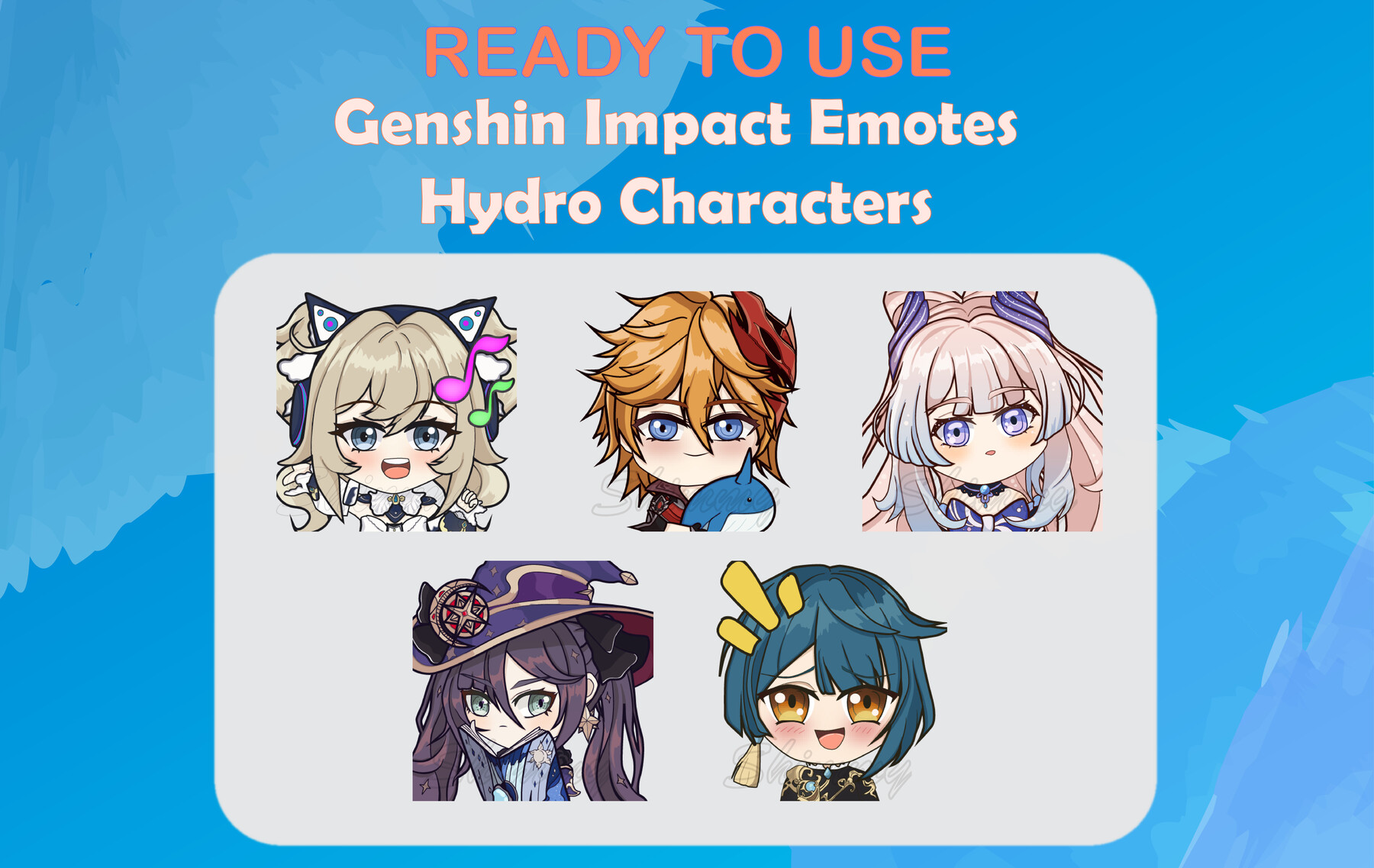 ArtStation - Genshin Impact 5x Emotes( for Twitch\Discrod) - Hydro ...