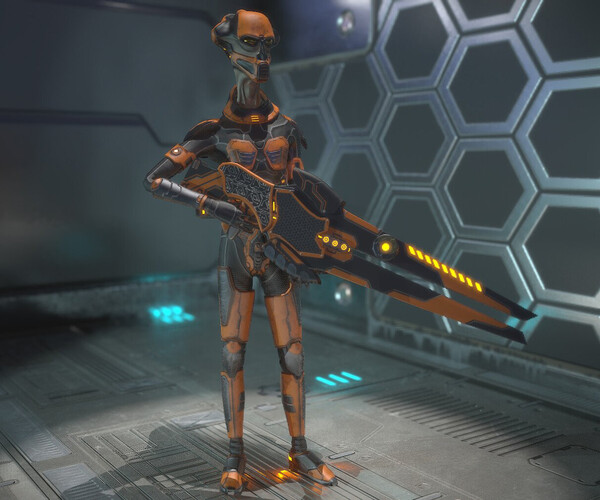 ArtStation - Customizable Alien Soldier (Low poly-Animated-Pbr) | Game ...