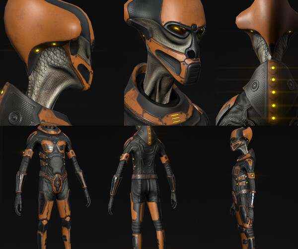 ArtStation - Customizable Alien Soldier (Low poly-Animated-Pbr) | Game ...