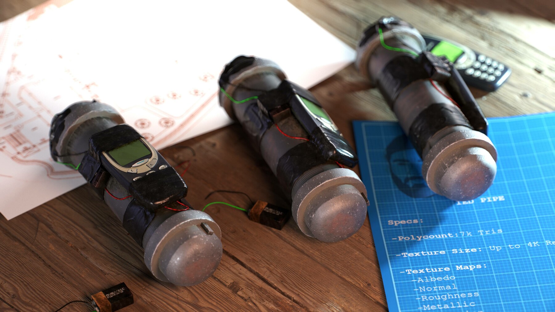 ArtStation - IED Pipe Bomb - Game Ready Asset | Game Assets