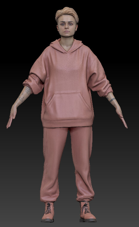ArtStation - Young woman in tracksuit ready for animation 302 | Game Assets