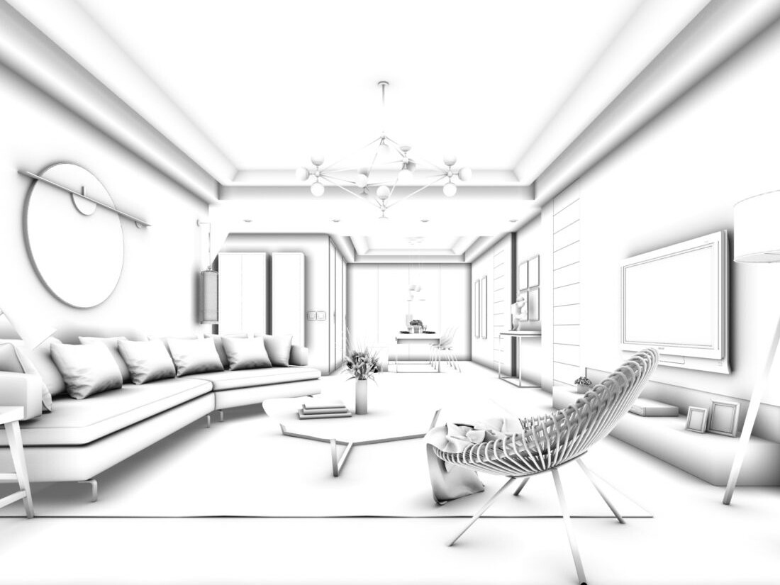 ArtStation - Stylish avant-garde living room design 160 | Resources