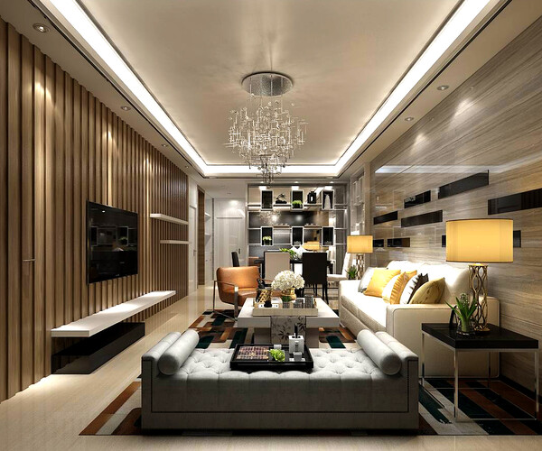 ArtStation - Stylish avant-garde living room design 165 | Resources