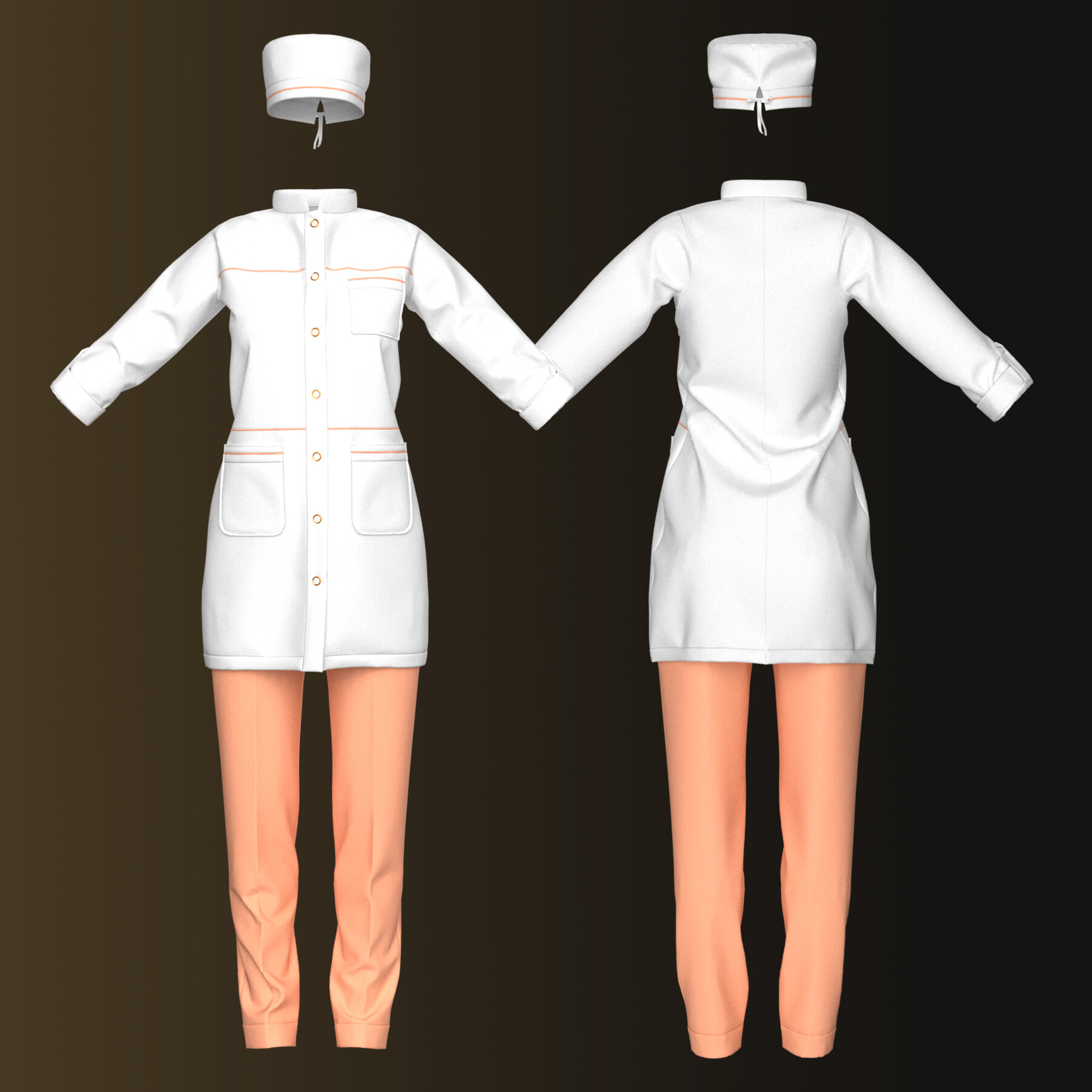 ArtStation - Female medical uniform. Clo 3D/MD project + OBJ, FBX files ...