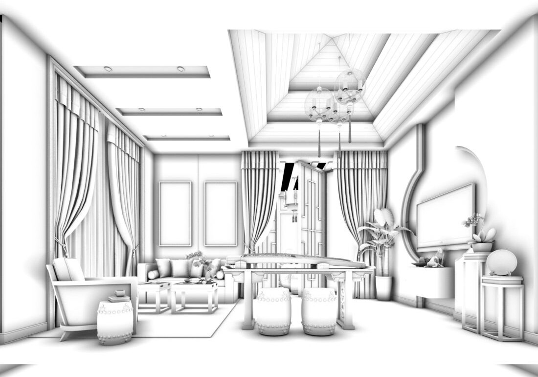 ArtStation - Stylish family living room design 04 | Resources