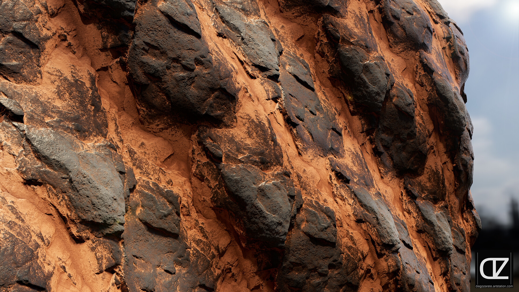 ArtStation - PBR - STYLIZED ORANGE ROCK WALL - 4K MATERIAL | Game Assets