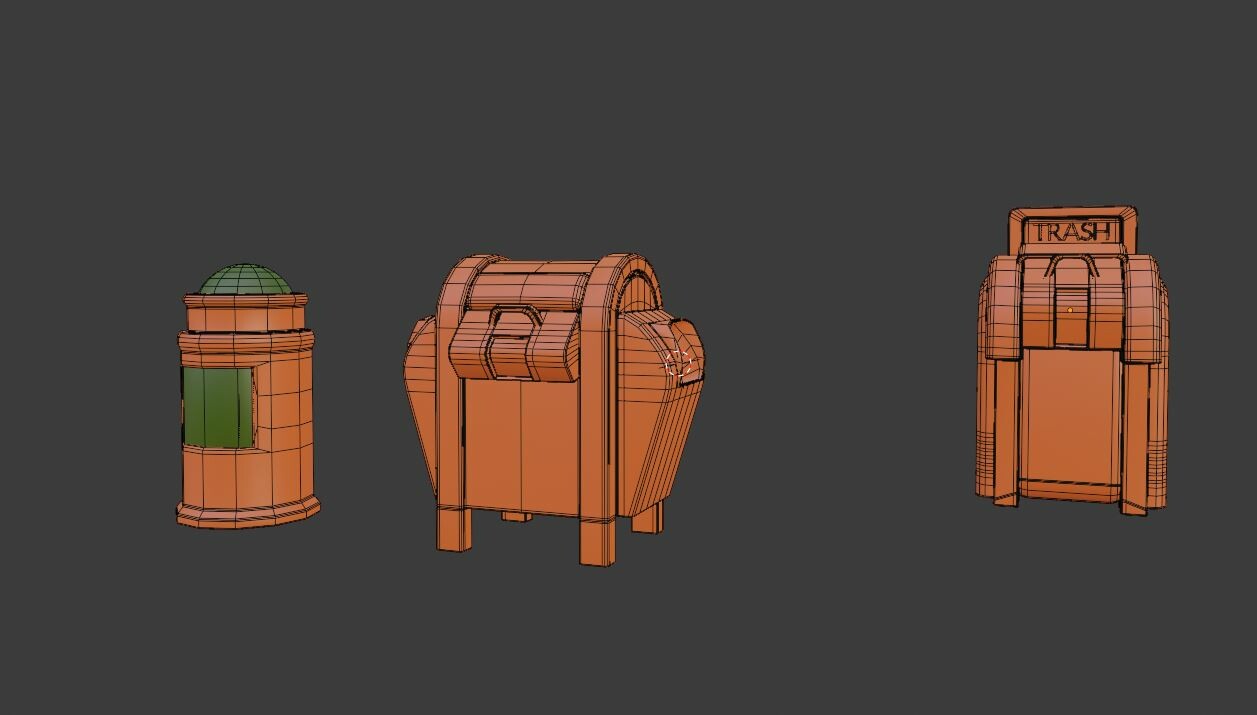 ArtStation - trash can series old game ready street assets low poly and ...