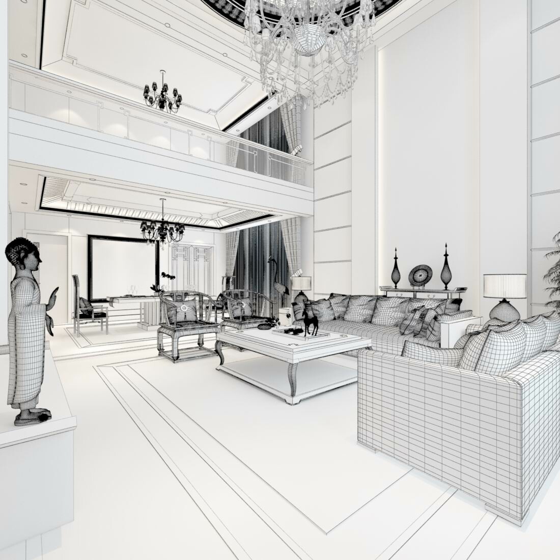 ArtStation - Modern fashion style interior living room -0191 | Resources