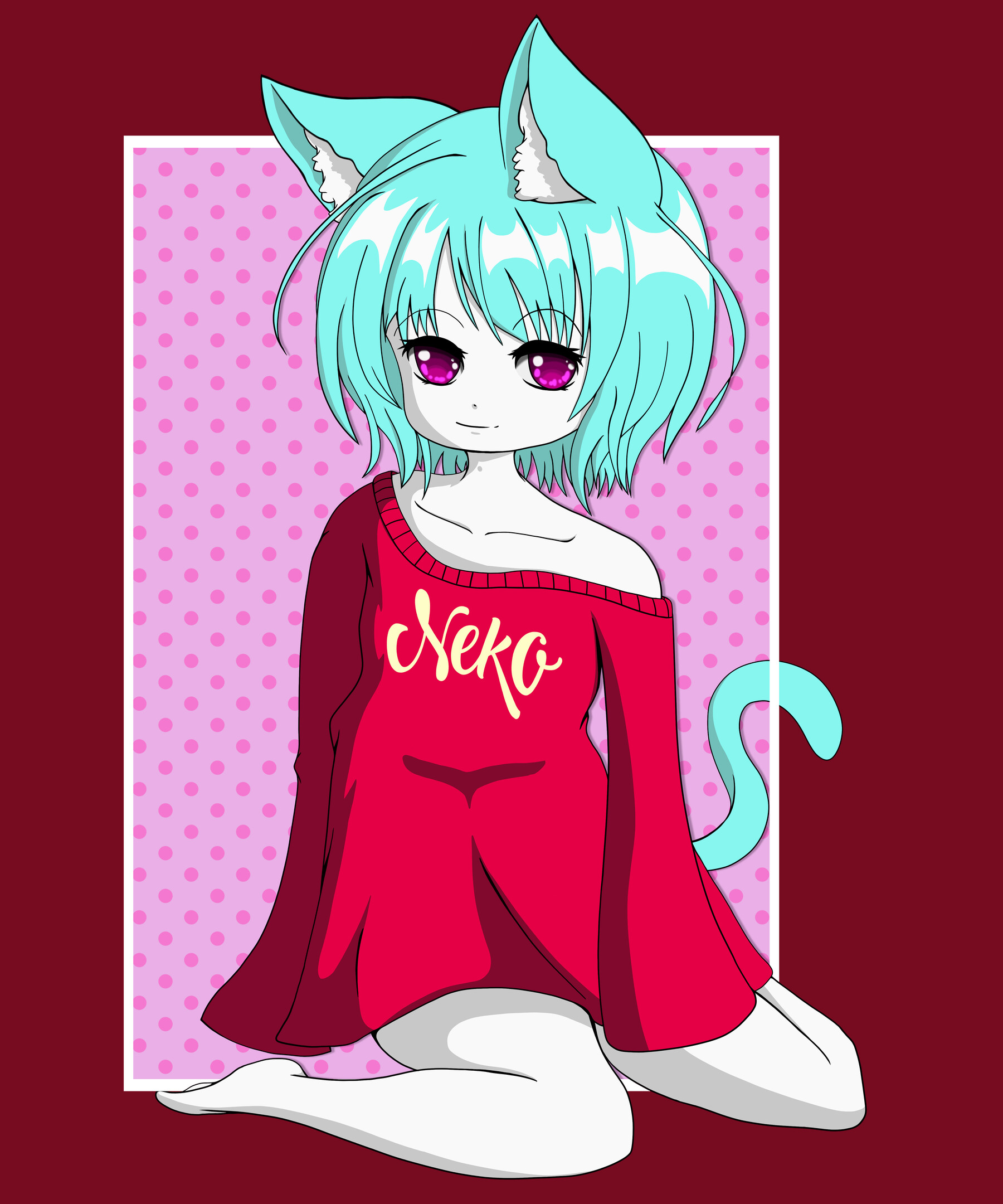 ArtStation - Sweet Neko Girl with Retro Colors | Artworks