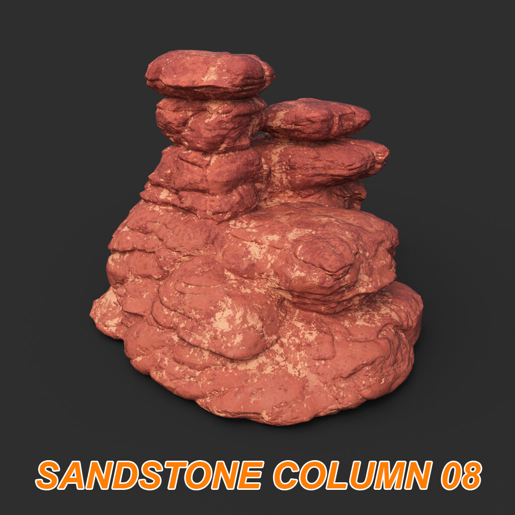 ArtStation - Low poly Sandstone Column 210907 | Game Assets