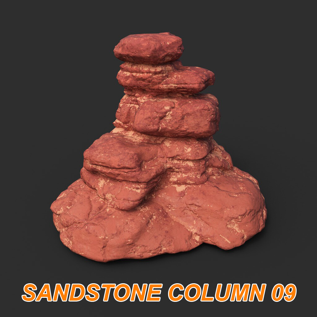 ArtStation - Low poly Sandstone Column 210907 | Game Assets