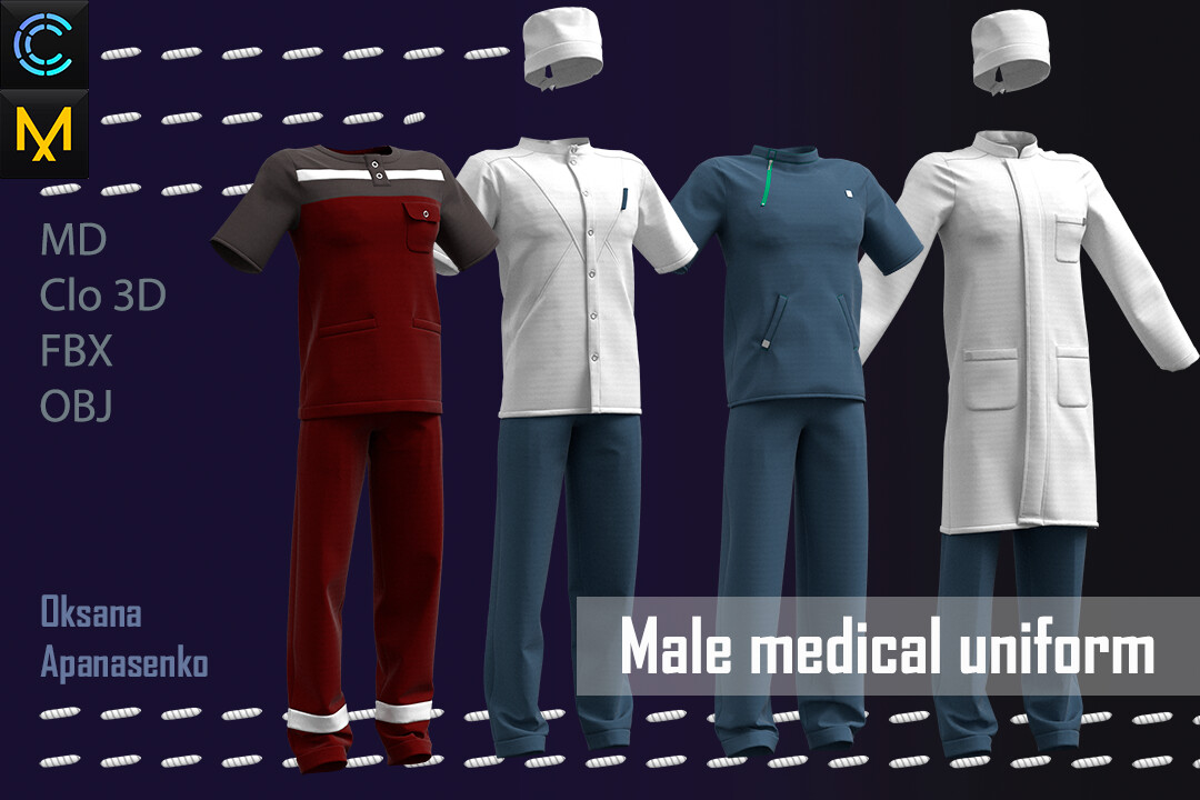 ArtStation - Male medical uniform. Clo 3D/MD project + OBJ, FBX files ...