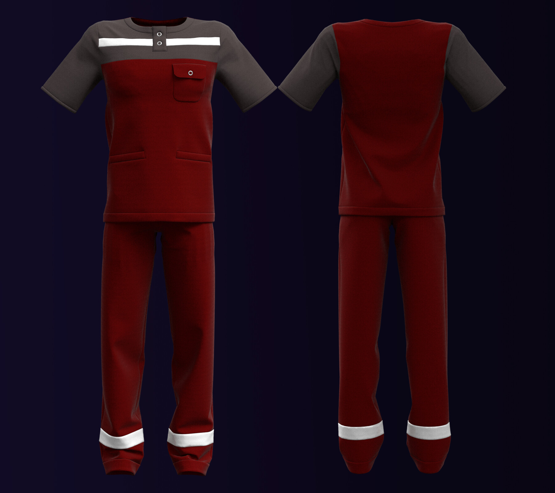 ArtStation - Male medical uniform. Clo 3D/MD project + OBJ, FBX files ...