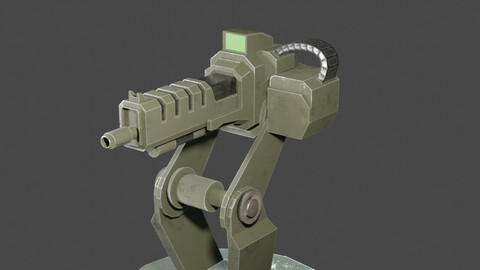 ArtStation - Machine Gun Turrent low poly PBR for game ready Low-poly ...