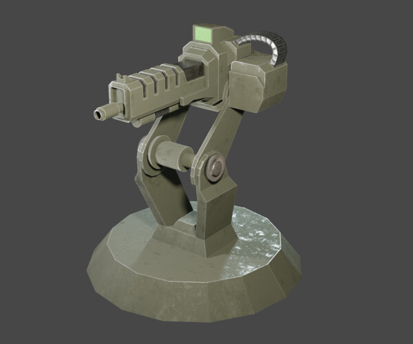 ArtStation - Machine Gun Turrent low poly PBR for game ready Low-poly ...