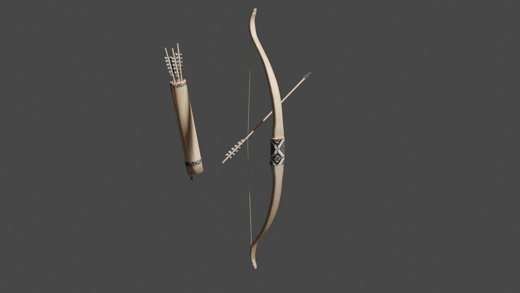 ArtStation - Bow and Arrows with Quiver Low-poly 3D model | Game Assets