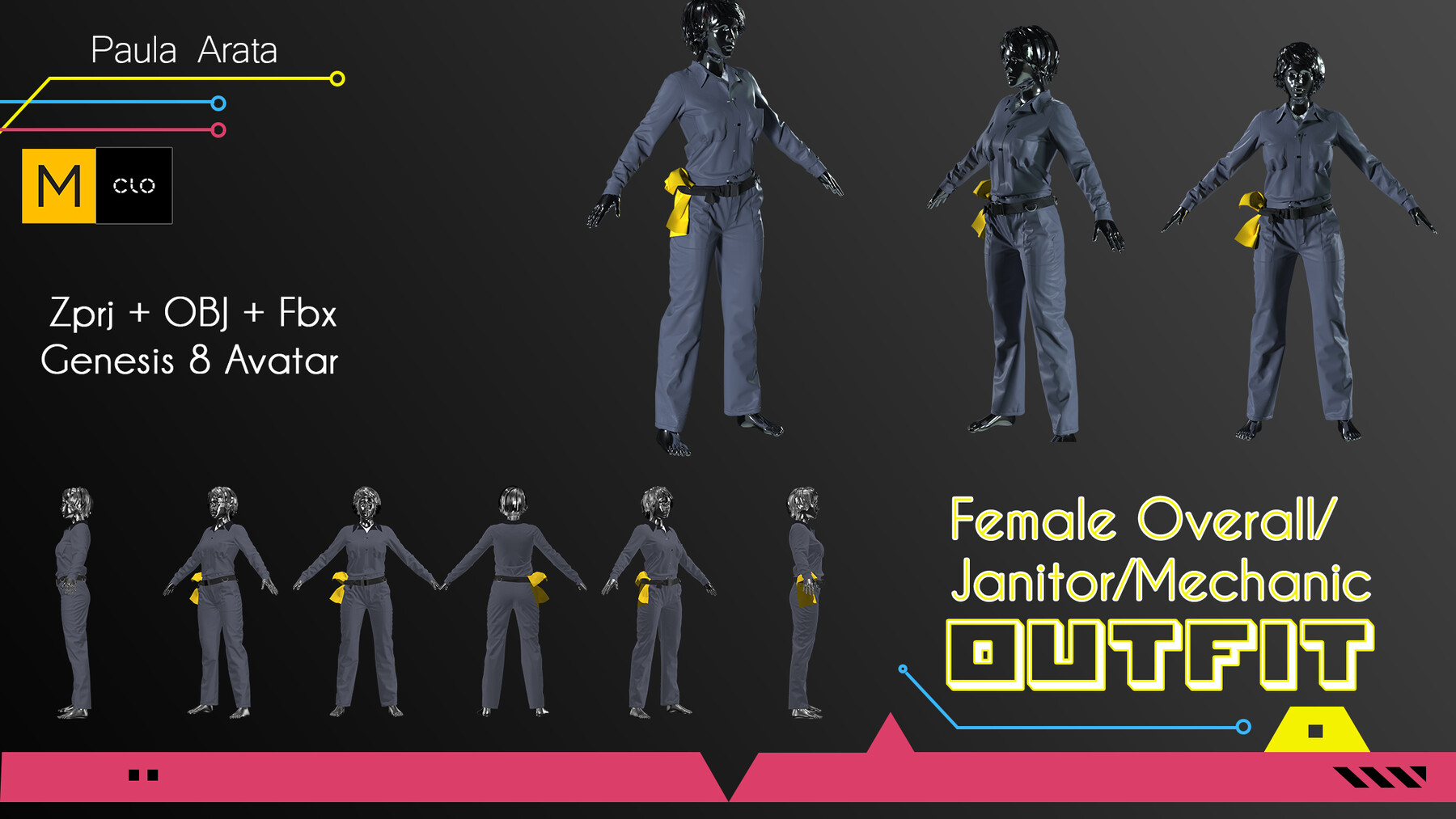 ArtStation - Female Overall/Janitor Marvelous/CLO project + OBJ | Game ...