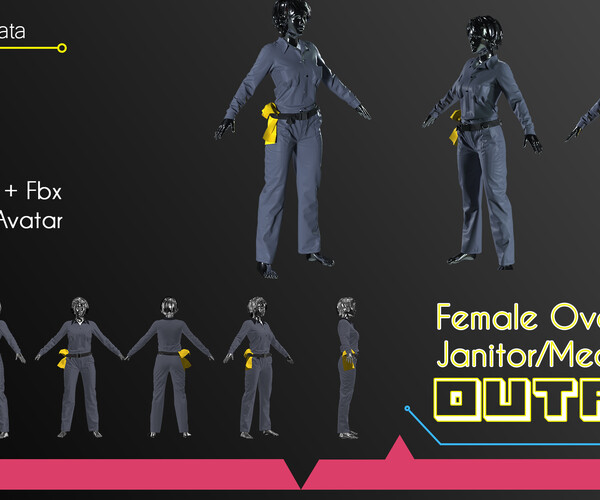 ArtStation - Female Overall/Janitor Marvelous/CLO project + OBJ | Game ...