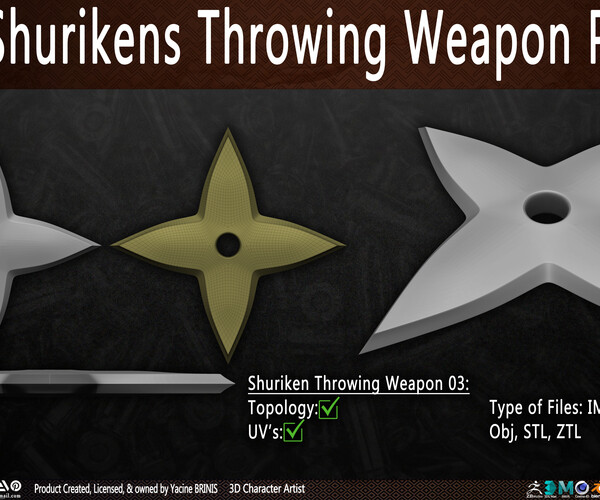 ArtStation - 10 Shuriken Throwing Weapons Pack 01 | Resources