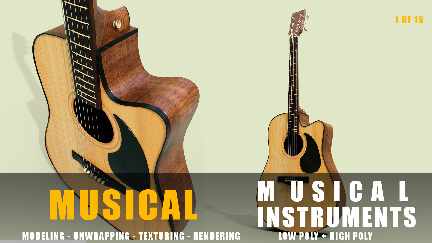 ArtStation - Acoustic Guitar Musical instruments full detail low poly ...