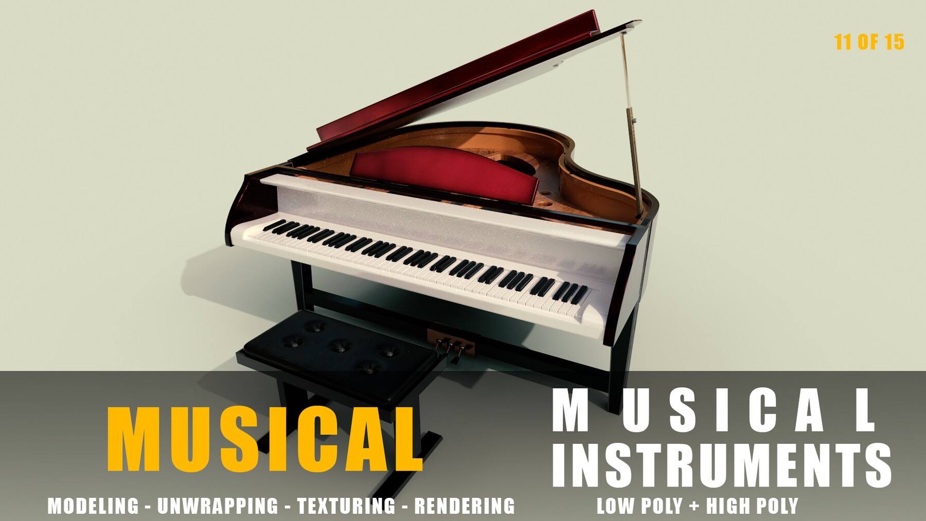 ArtStation - piano Musical instruments full detail low poly and high ...