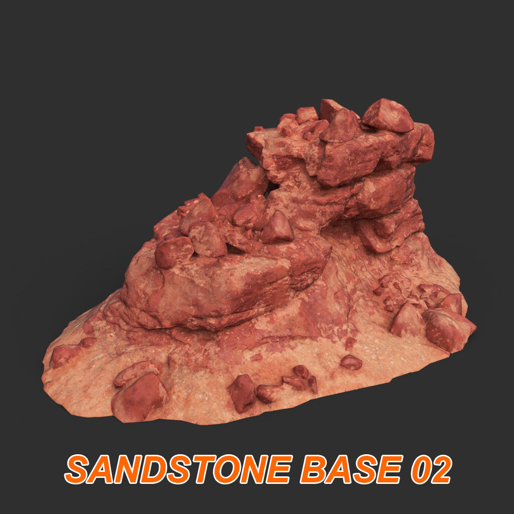 ArtStation - Low poly Crushed Soil Sandstone Base 210911 | Game Assets