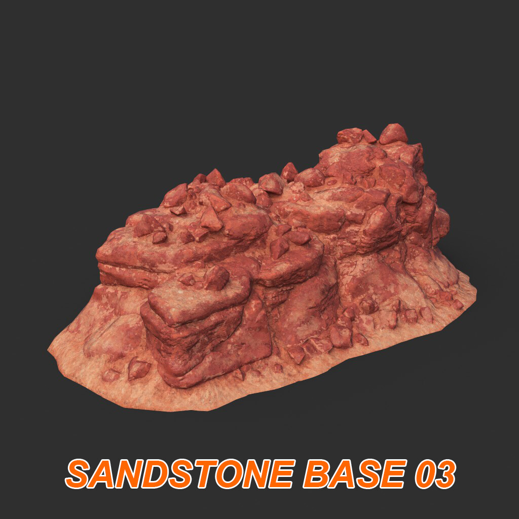 ArtStation - Low poly Crushed Soil Sandstone Base 210911 | Game Assets