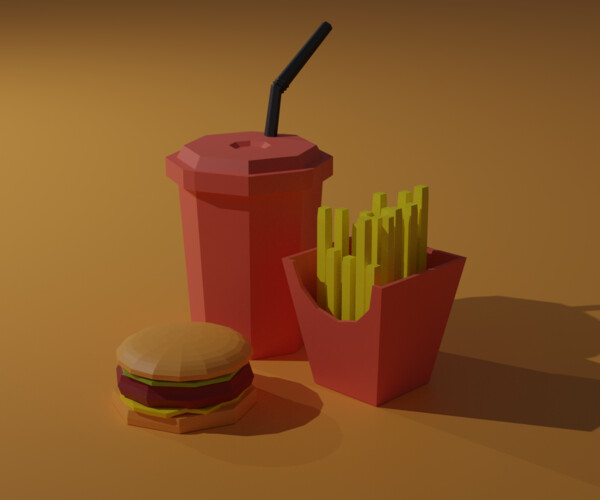 ArtStation - Low Poly Burger Menu | Game Assets